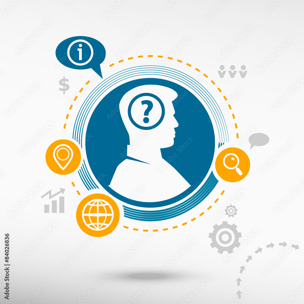Question mark icon and male avatar profile picture Stock Vector | Adobe ...