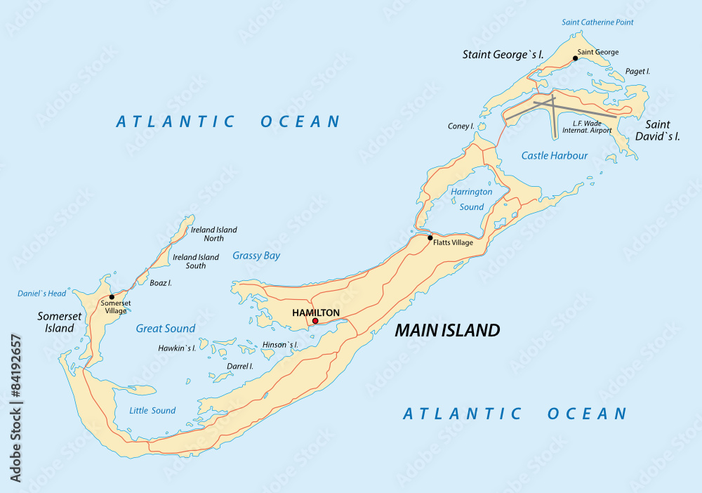 Bermuda road map Stock Vector | Adobe Stock