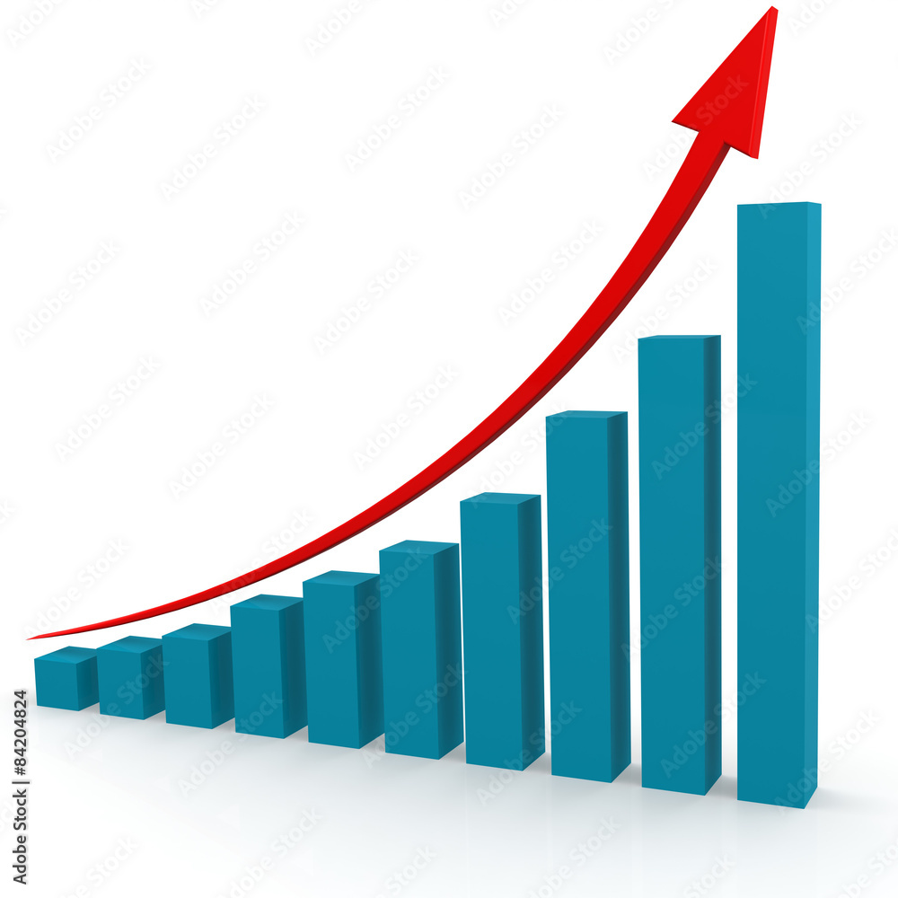 Red arrow on blue graph Stock Illustration | Adobe Stock