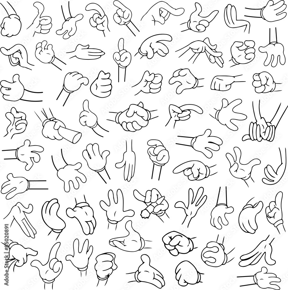 Cartoon Hands Pack Lineart 2 Stock Vector | Adobe Stock