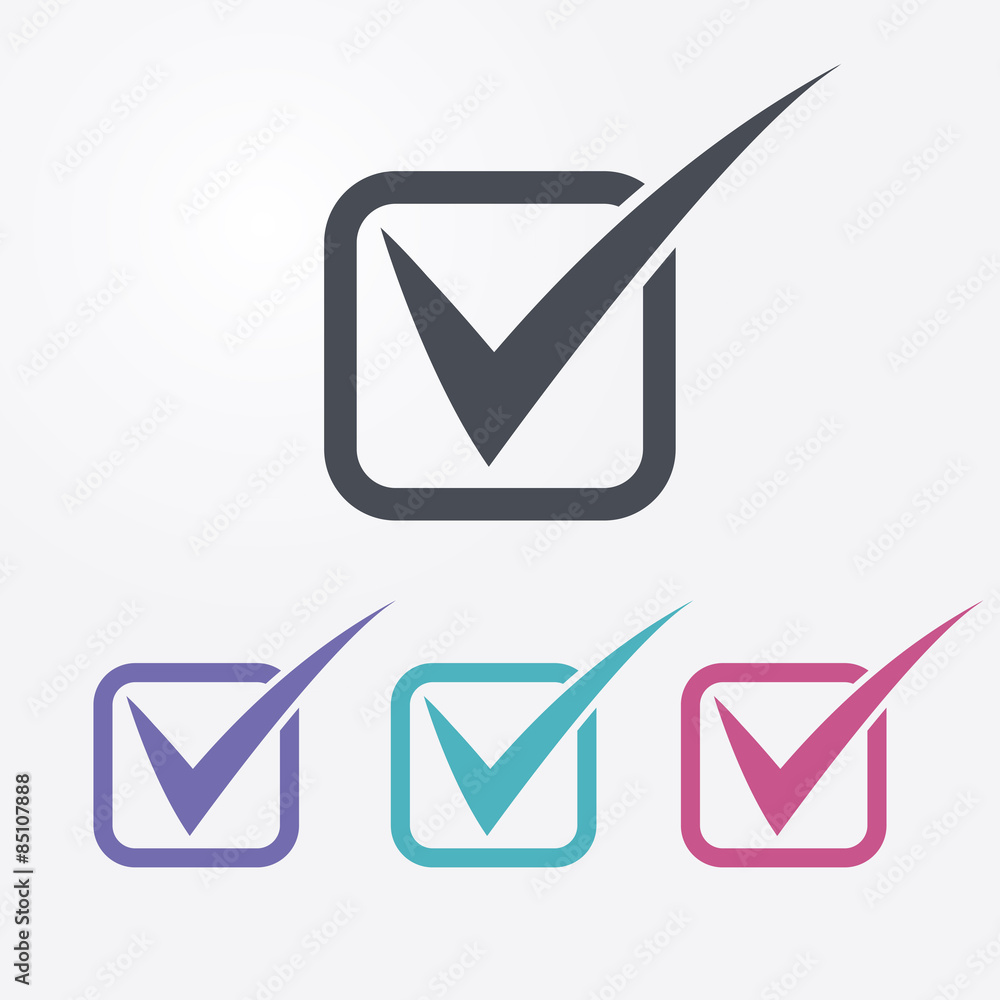 Vector check mark icons. Check list symbols. 4 different colors Stock ...
