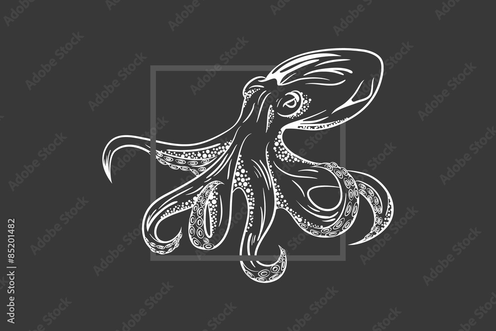 Vector de Stock Octopus in deep. Template for logo, label and emblem ...