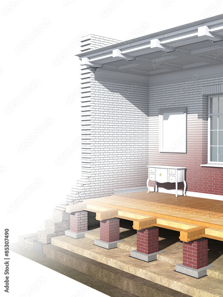 Cross section of brick house Stock Illustration | Adobe Stock