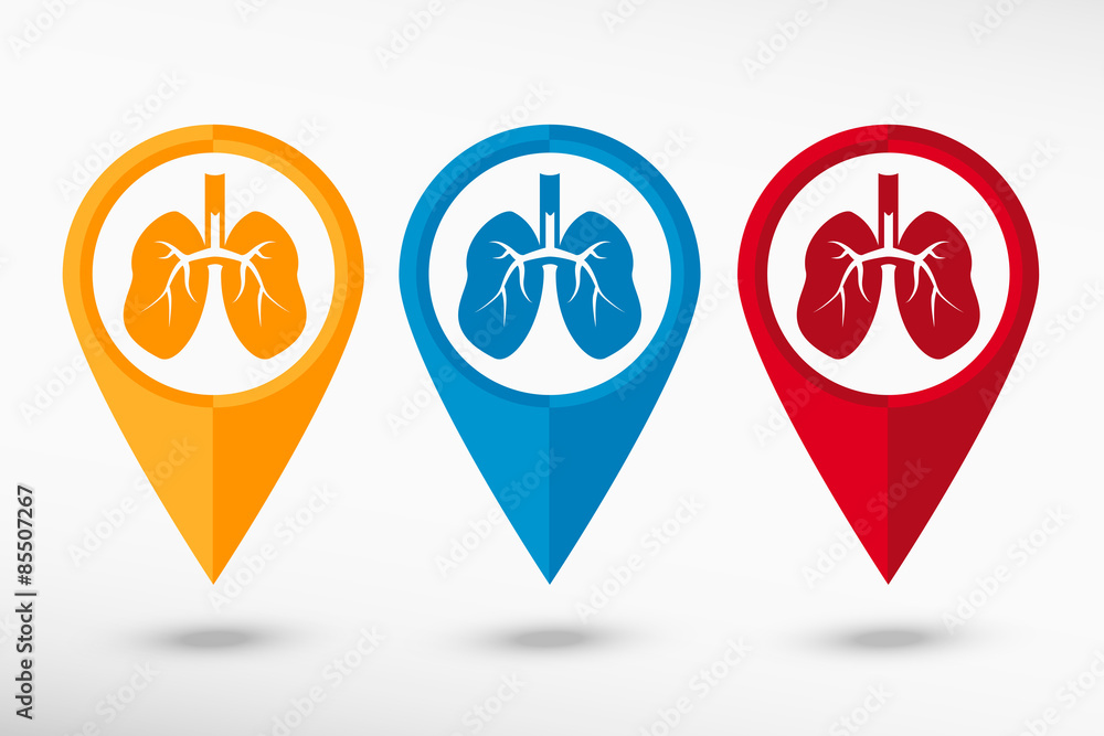 Lung icon map pointer, vector illustration Stock Vector | Adobe Stock
