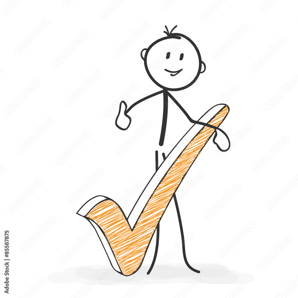 Strichmännchen, Männchen, Stickman, Häkchen, Haken, Ok, Like, 3d ...