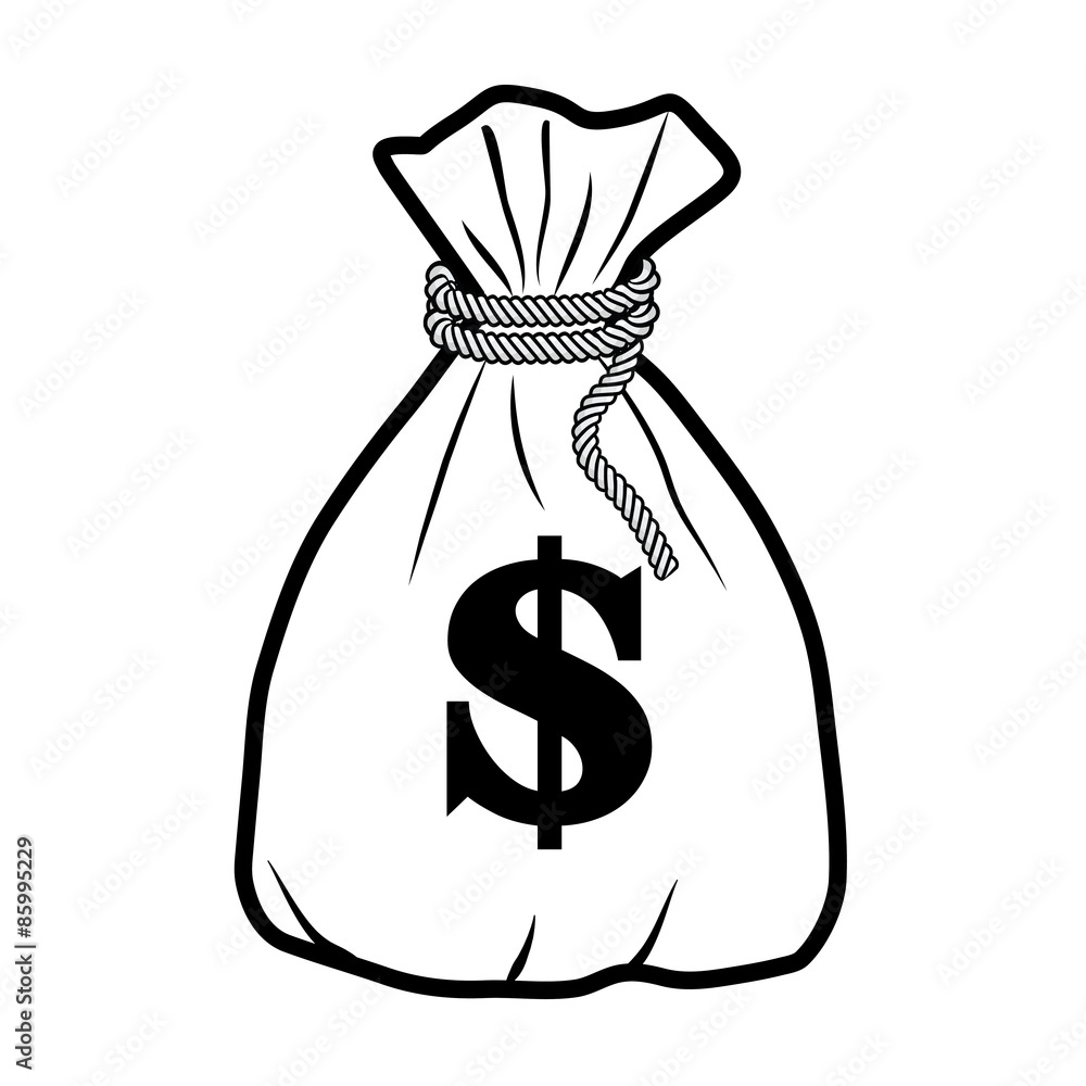 MONEY BAG OUTLINE ILLUSTRATION VECTOR Stock Vector | Adobe Stock