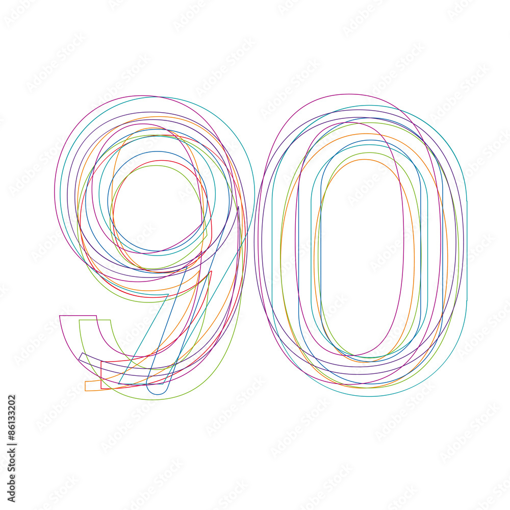 number 90 in outline Stock Vector | Adobe Stock