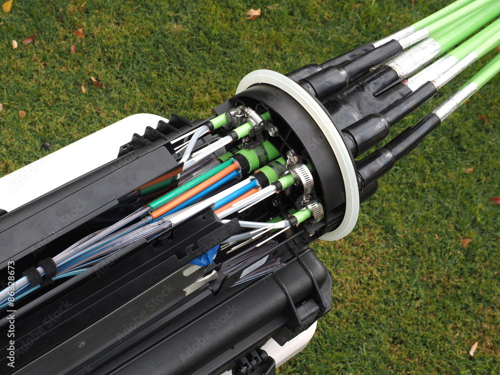 Fibre optic mass closure with cable entry ports, National Broadband ...