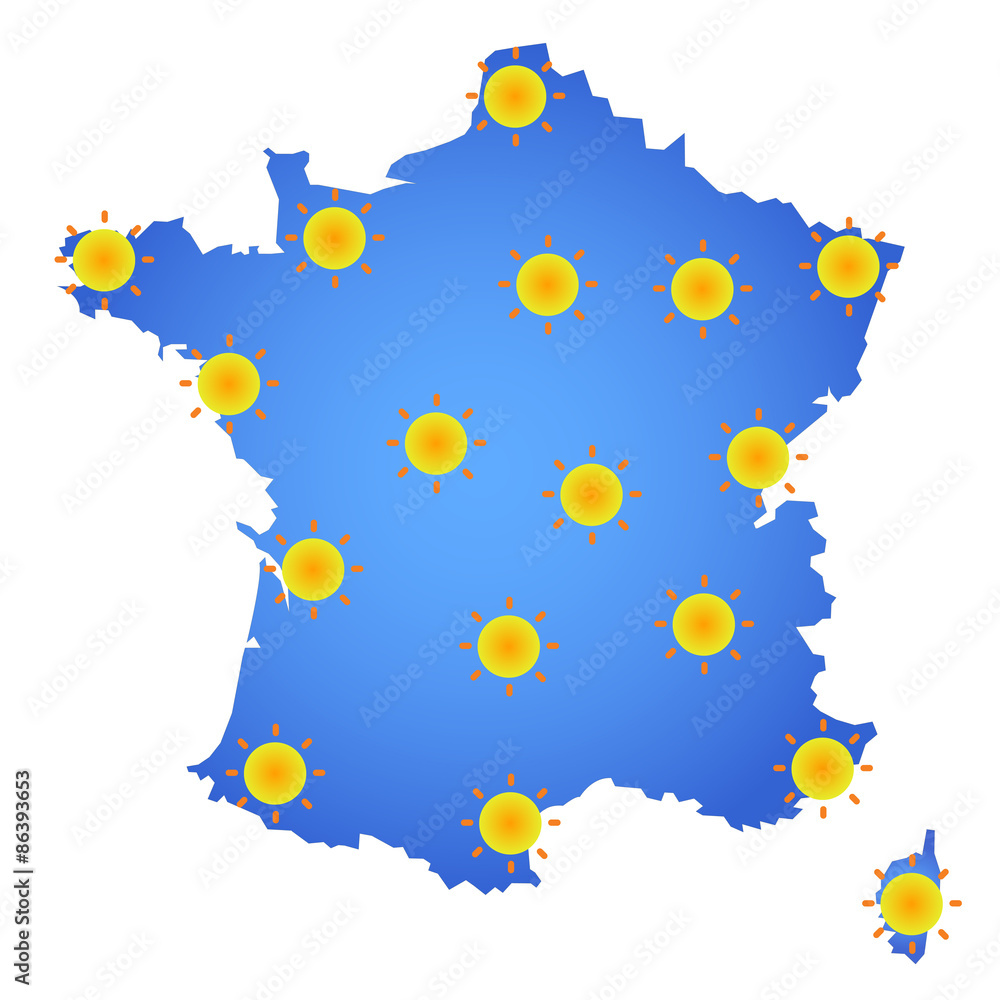 Carte de France ensoleillé Stock Vector | Adobe Stock