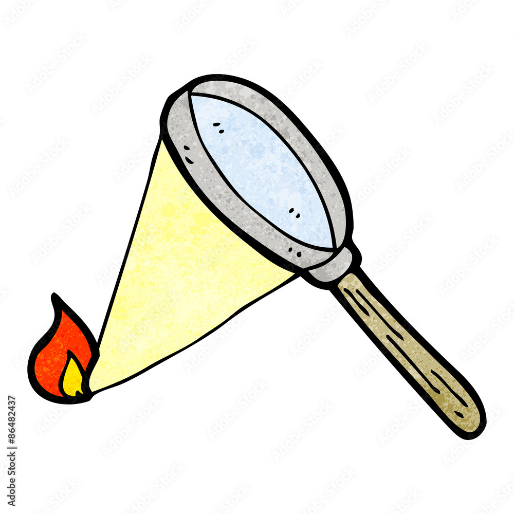 cartoon magnifying glass starting fire Stock Vector | Adobe Stock