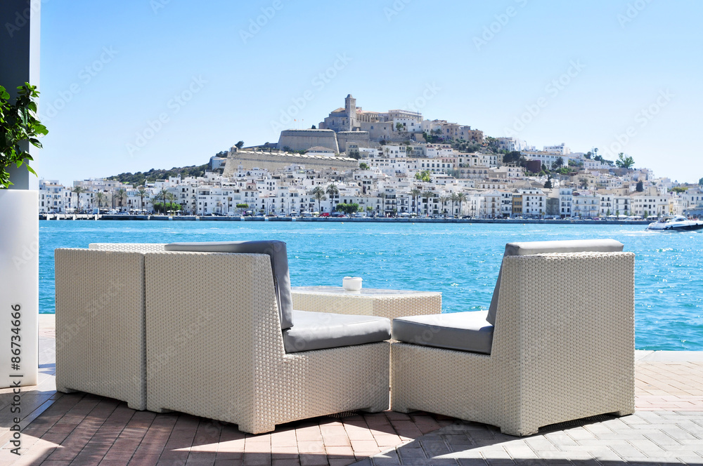 Sa Penya and Dalt Vila districts in Ibiza Town, Spain Stock Photo ...