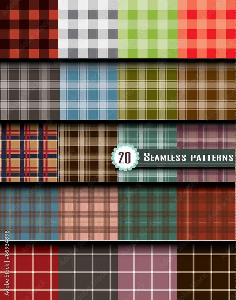 plaid seamless pattern, pattern swatches included for illustrator の ...