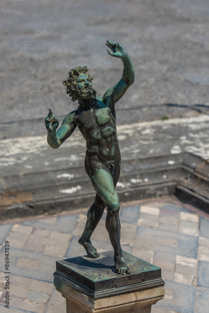 Bronze statue in House of the Faun, Pompeii, Italy Stock Photo | Adobe ...