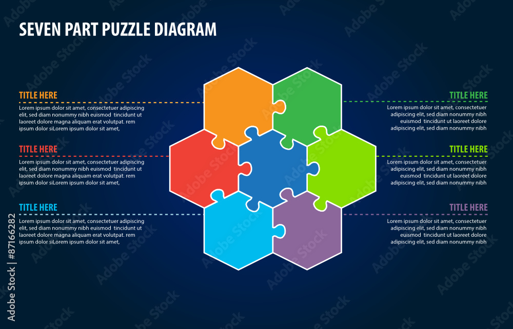Seven Part Puzzle Diagram Stock Vector | Adobe Stock