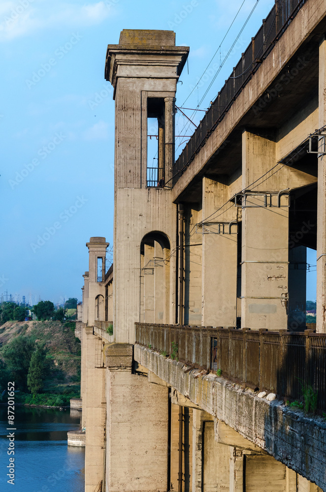 road and rail split-level bridge over the river Stock Photo | Adobe Stock