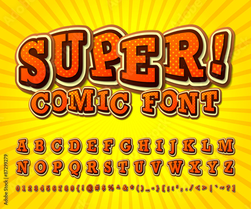 Comic font. Alphabet in style of comics, pop art. Stock Vector | Adobe ...