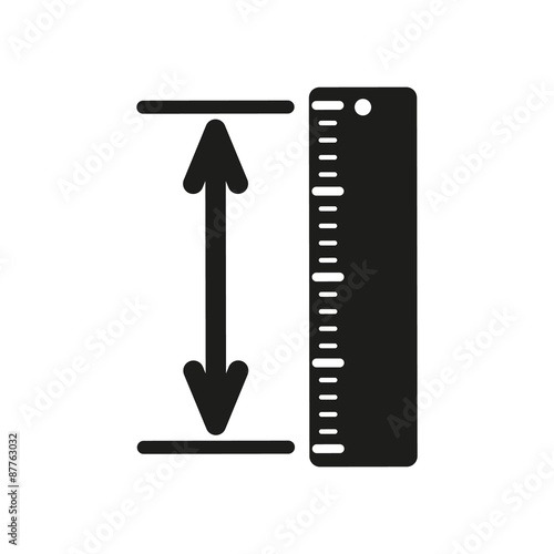 The measuring height and length icon. Ruler, straightedge, scale symbol ...