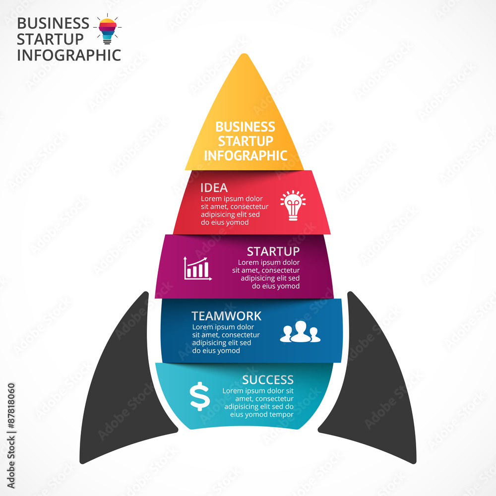 Vector spaceship infographic. Rocket template for growth diagram Stock ...