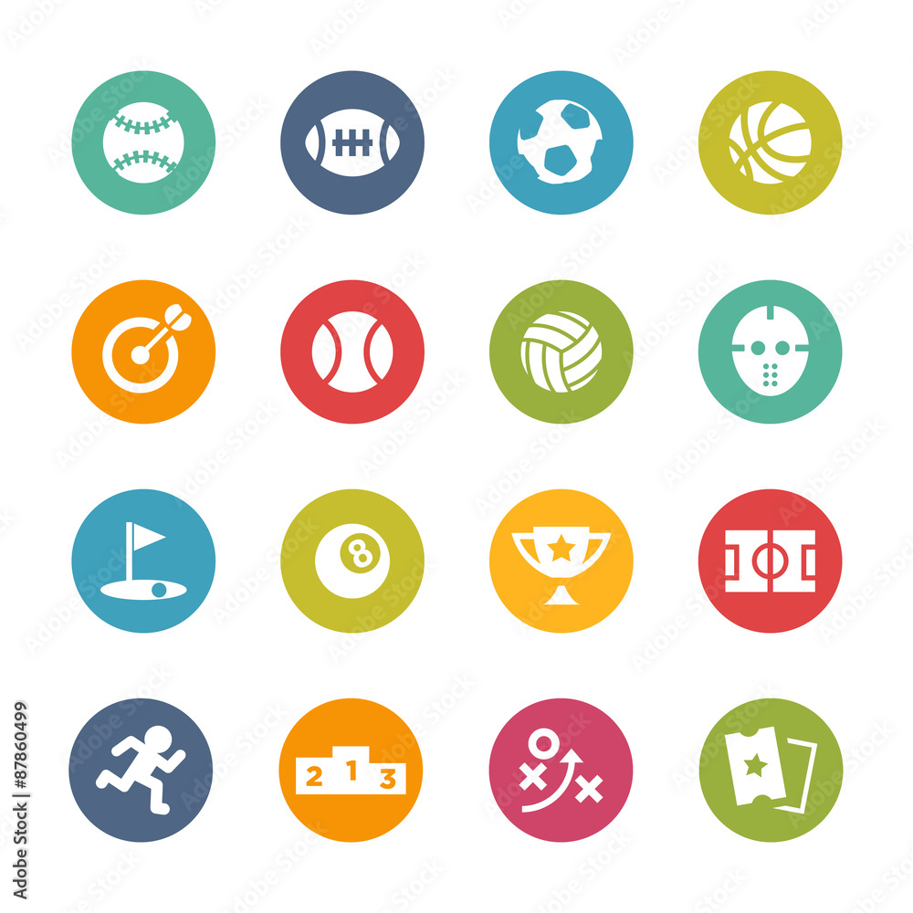 Sports Icons, Circle Series Stock Vector | Adobe Stock