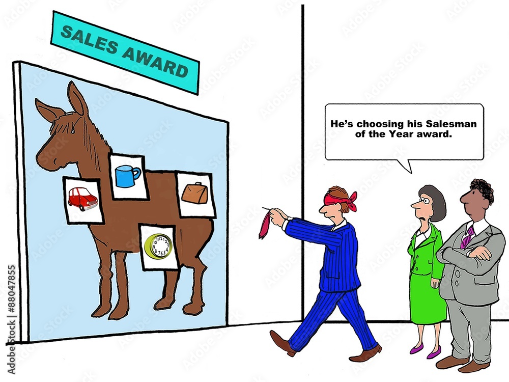 Ilustración de Stock Business cartoon showing blindfolded man playing ...