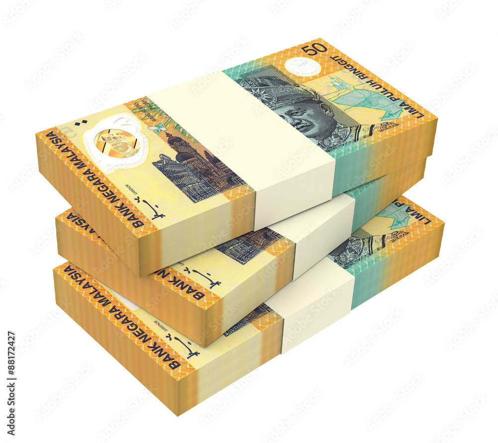 Malaysian ringgit isolated on white background. Computer generated 3D ...