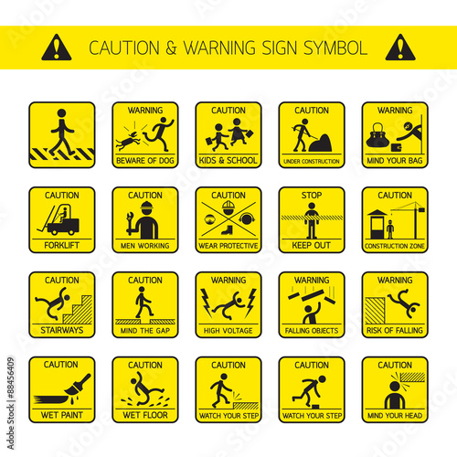 Caution and Warning Signs in Public and Construction Zone, Danger ...