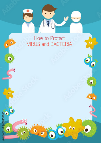 Doctor Present How to Protect Germ Frame Border Background, Bacteria ...