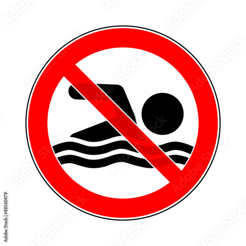 srr50 SignRoundRed - No Swimming Allowed - german - Baden und schwimmen ...