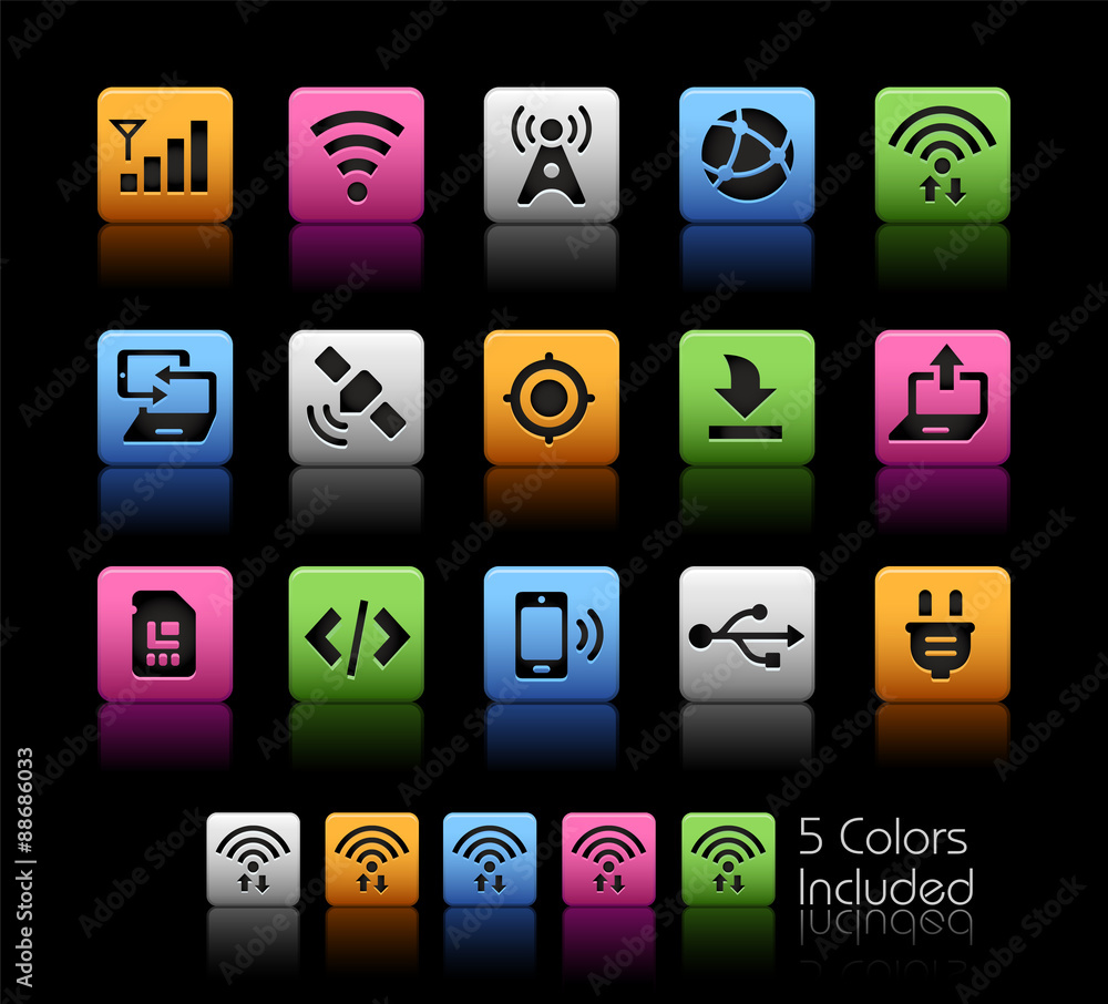 Connectivity Icons // ColorBox Series -- The Vector file includes 5 ...