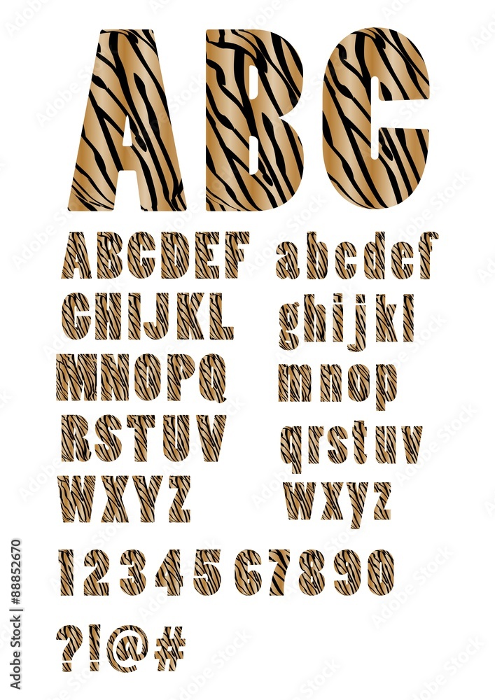 Stock-Vektorgrafik „Alphabet in style tiger skin, uppercase and ...