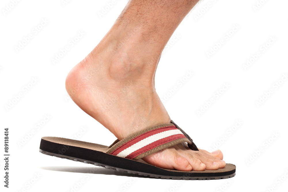 Close up of foot in flip flop - right foot Stock Photo | Adobe Stock