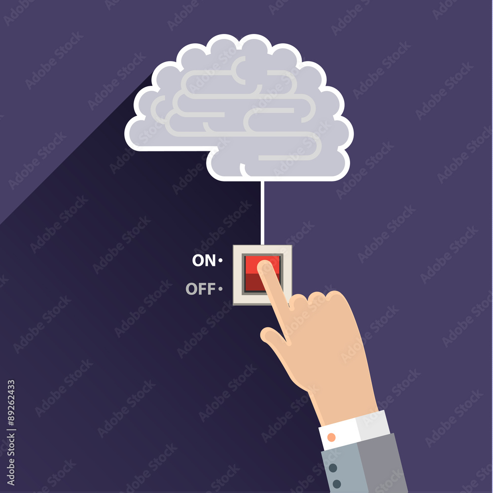 Turn on idea brain Stock Vector | Adobe Stock