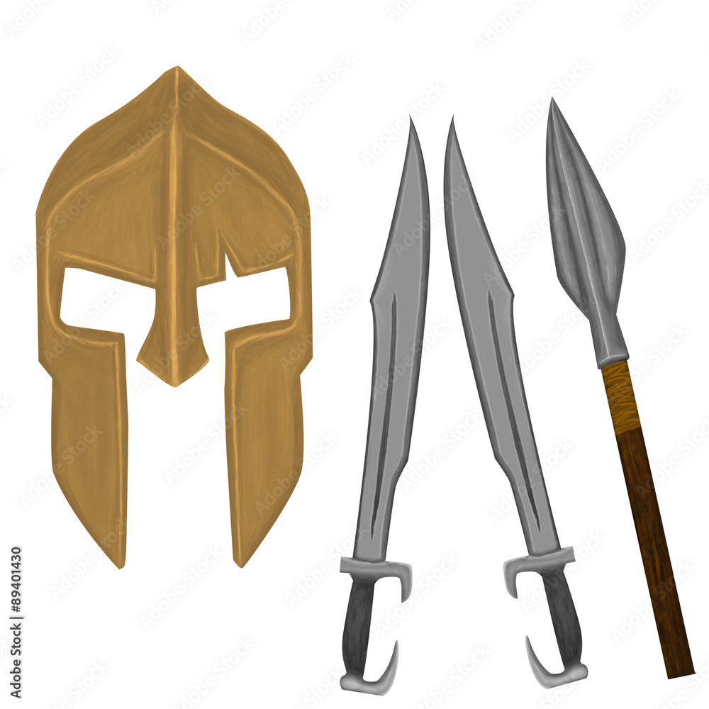 Spartan Weapons set 2 draw Stock Illustration | Adobe Stock