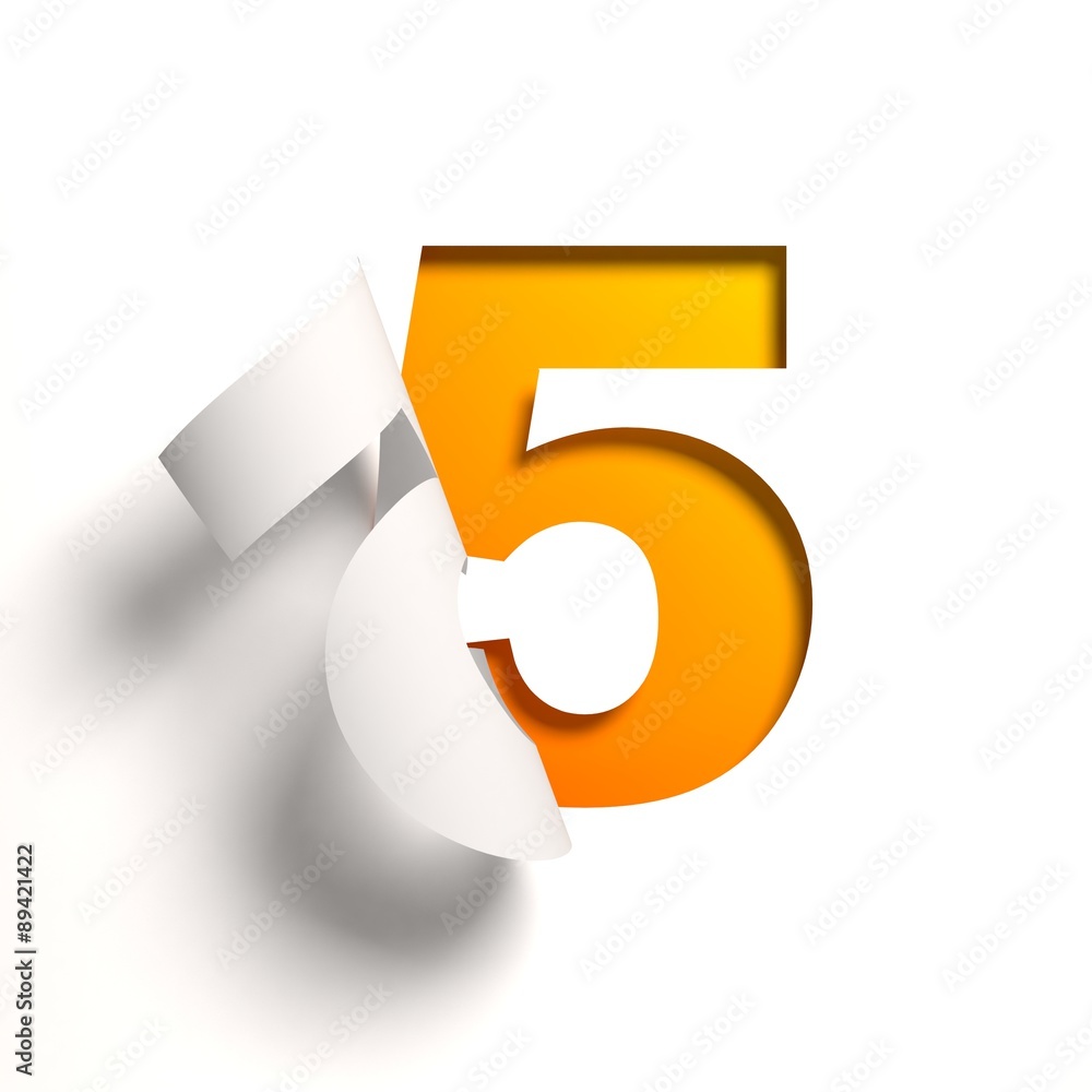 Curl paper font number 5 Stock Illustration | Adobe Stock