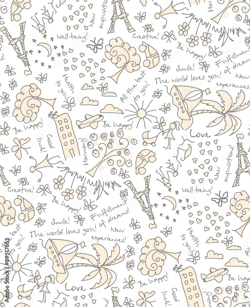 Vector Goals dreams and wishes background. Seamless pattern Stock ...