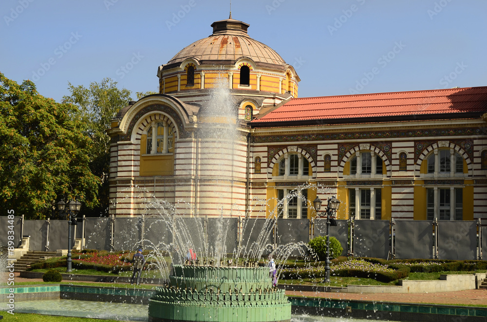 Sofia, Bulgaria - fountain and park with fountain in front of the ...