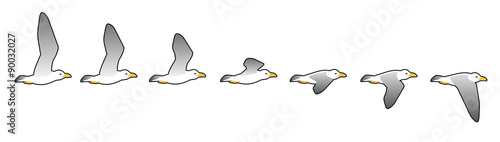 Seagull, illustration for animation, frames, vector Stock Vector ...