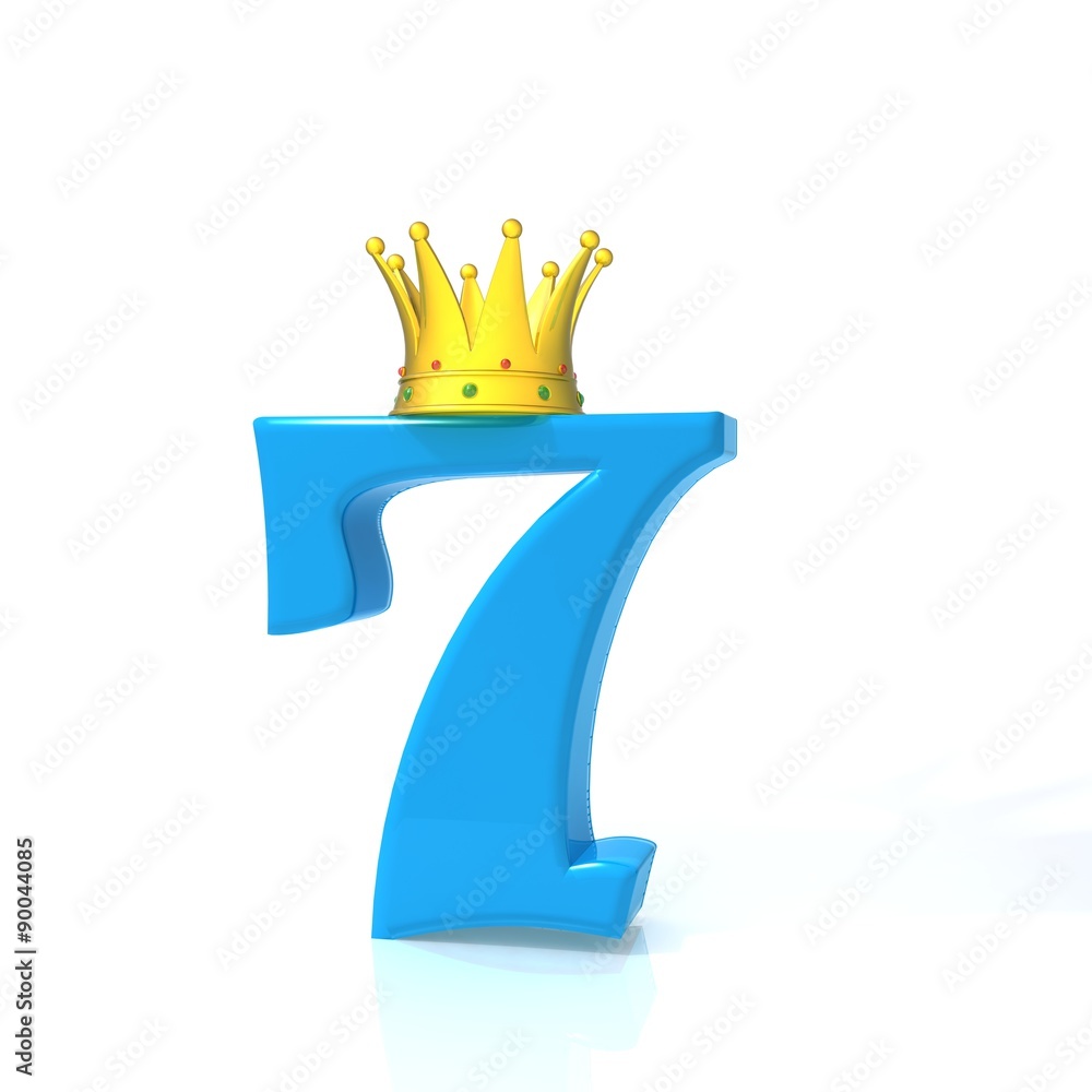 Number seven with gold crown Stock Illustration | Adobe Stock
