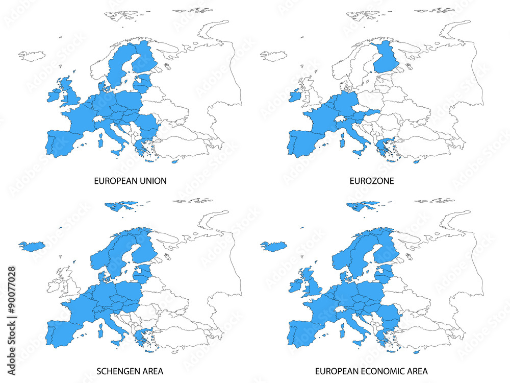 Maps of European Union Enlargements with Borders Stock Vector | Adobe Stock