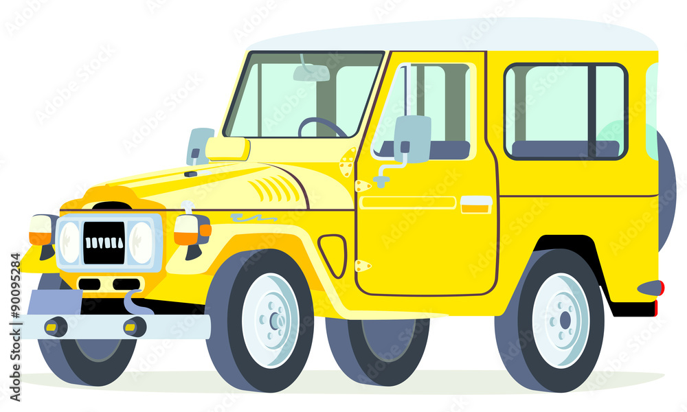 Стоковое векторное изображение «Caricatura Toyota Land Cruiser amarillo ...
