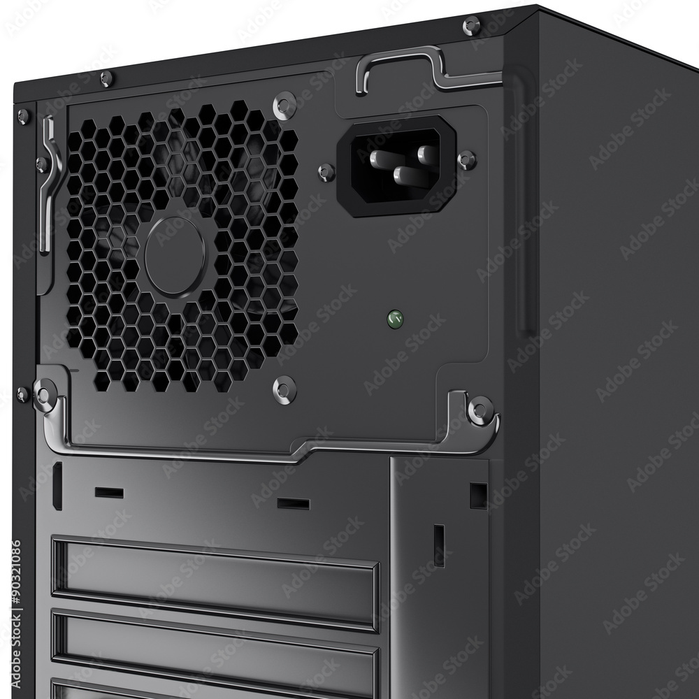 Back panel of PC system unit top part. 3d graphic Stock Illustration ...
