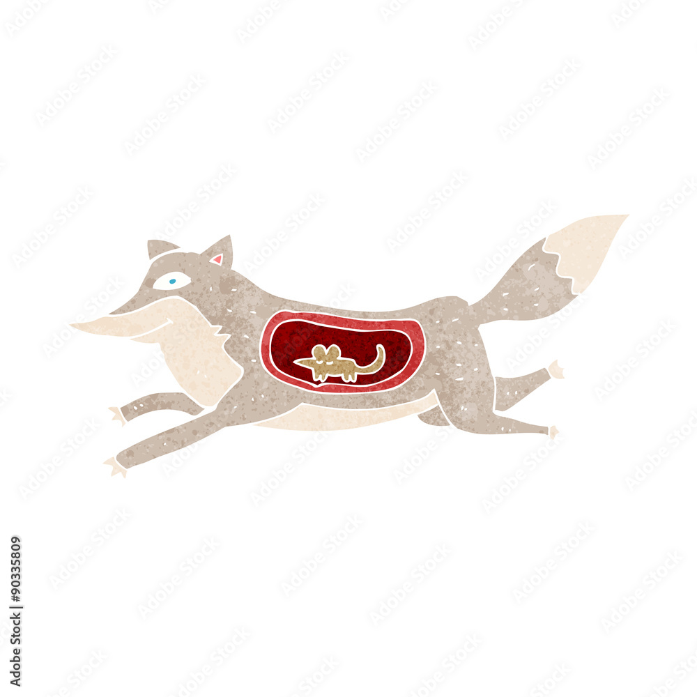 cartoon wolf with mouse in belly Stock Vector | Adobe Stock