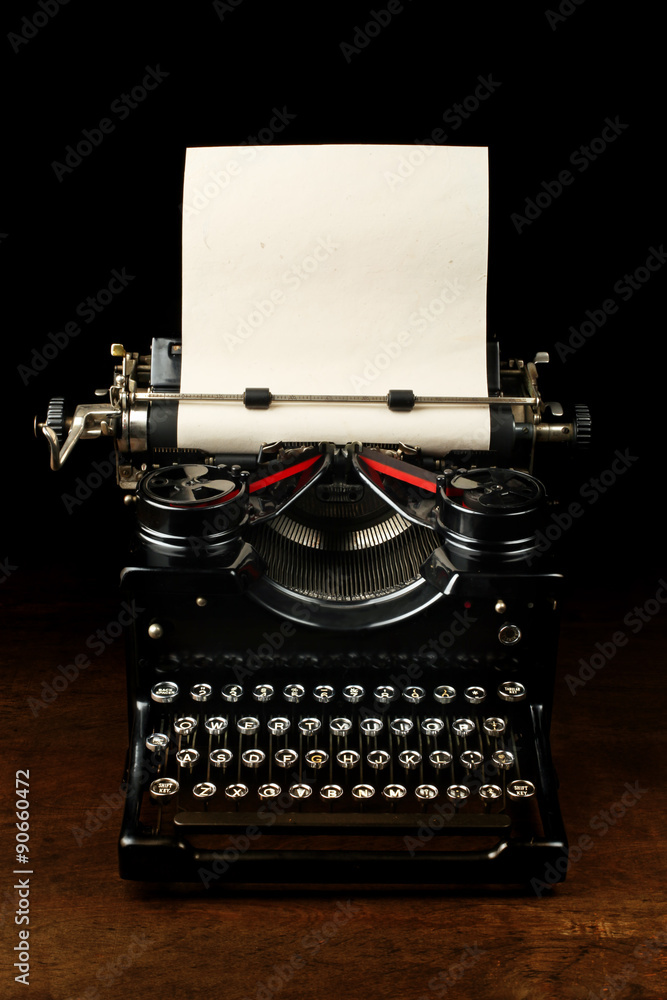 Vintage Typewriter With Paper Illustration