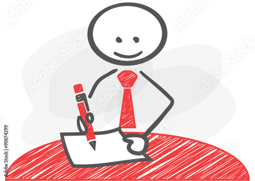 stickman table writing red Stock Vector | Adobe Stock
