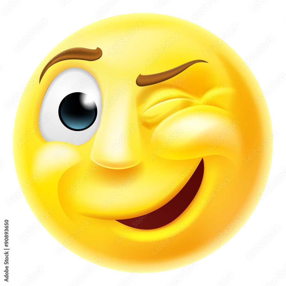 Winking Emoji Emoticon Stock Vector | Adobe Stock