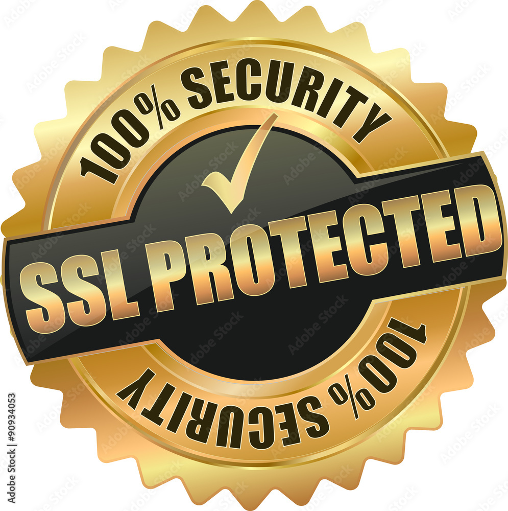gold ssl protected sign Stock Vector | Adobe Stock