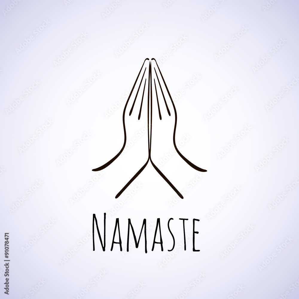 Welcome gesture of hands of Indian woman character in Namaste Stock ...