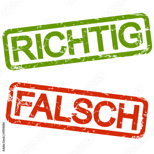 red and green stamps RICHTIG and FALSCH – Stock-Vektorgrafik | Adobe Stock