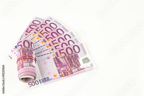 Bargeld - Euro Scheine gerollt - 500 Euro Geldschein: comprar esta foto ...