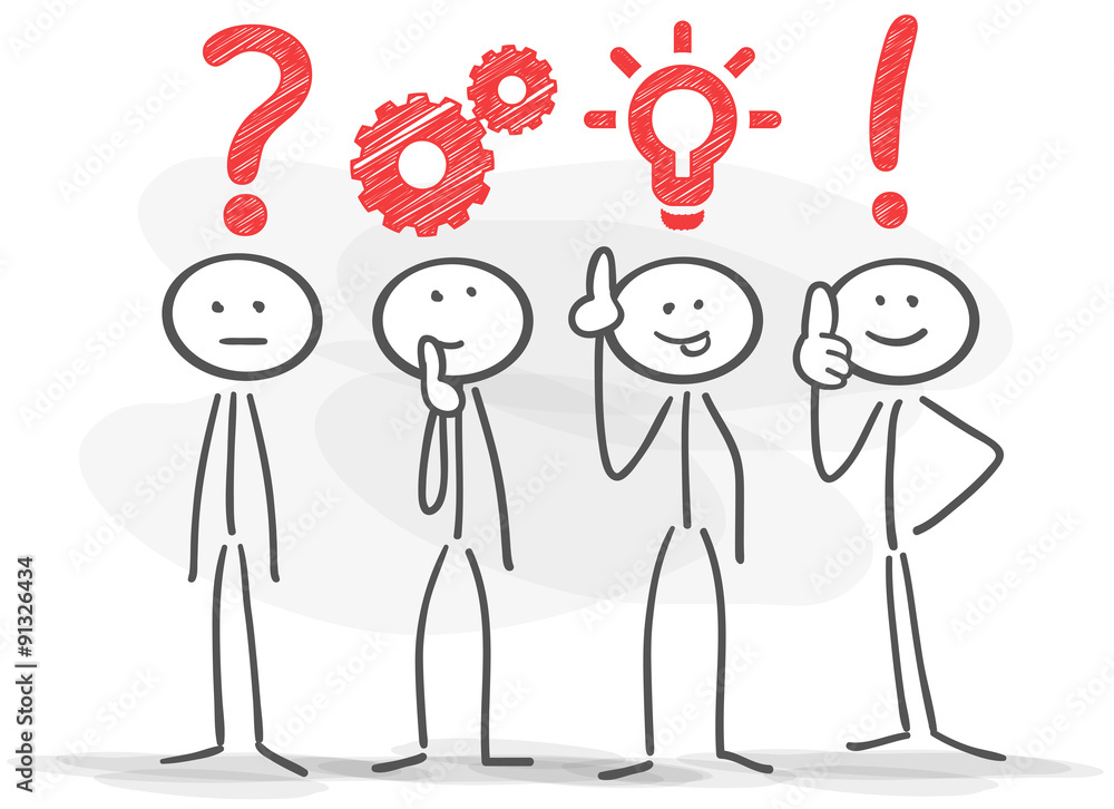 stickman idea question solution red Stock Vector | Adobe Stock